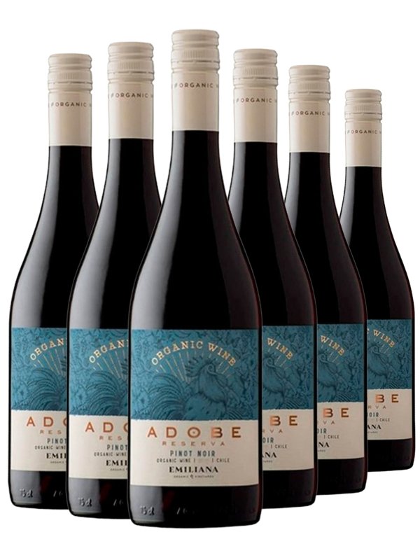 Kit 6 Garrafas Vinho Tinto Orgânico Adobe Reserva Pinot Noir 750 mL